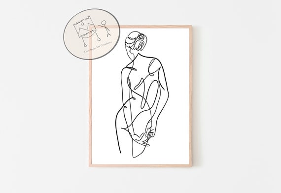 Standing Woman Line Drawing Woman Woman Body Art Feminist - Etsy