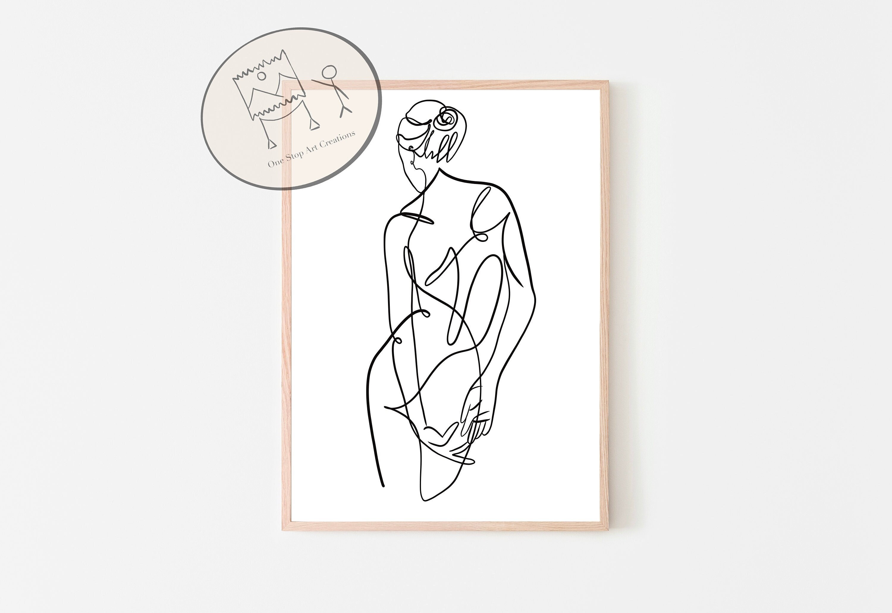 Standing Woman, Line Drawing Woman, Woman Body Art, Feminist Print, One ...