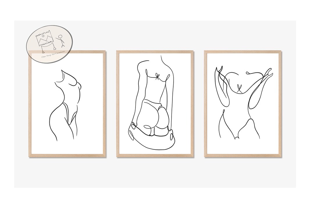 Woman Line Art Print, Female Figure Line Art Set, Woman Art Print Set ...