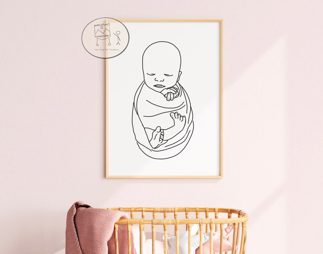 Minimalist Nursery Decor Newborn Baby Printable New Born Line Art New ...