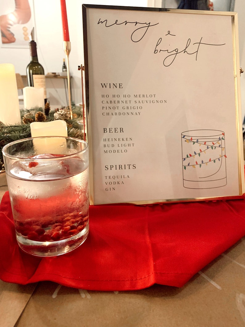 Holiday Party Bar Menu Template | Christmas Cocktail Party | Holiday ...