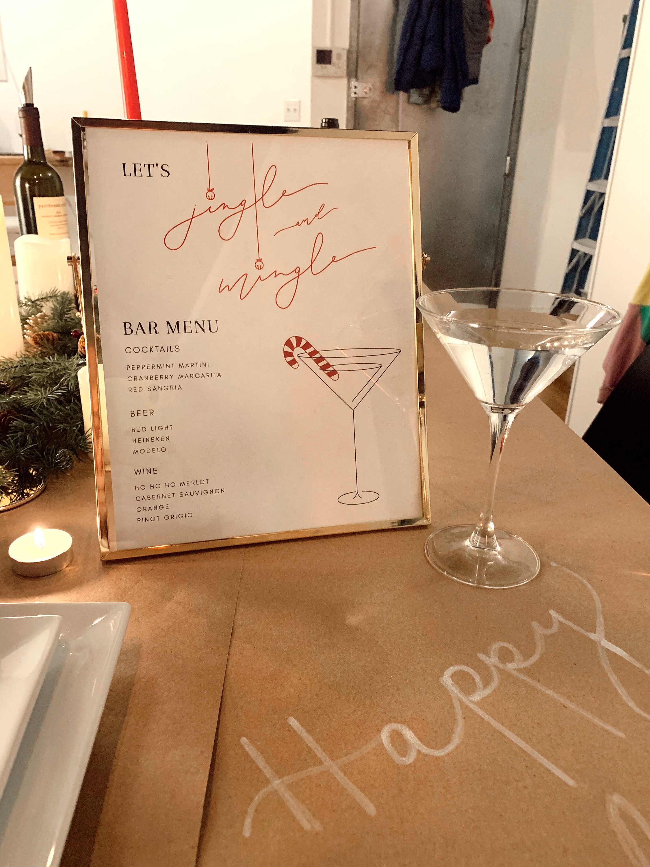Holiday Party Bar Menu Template | Christmas Cocktail Party | Holiday ...