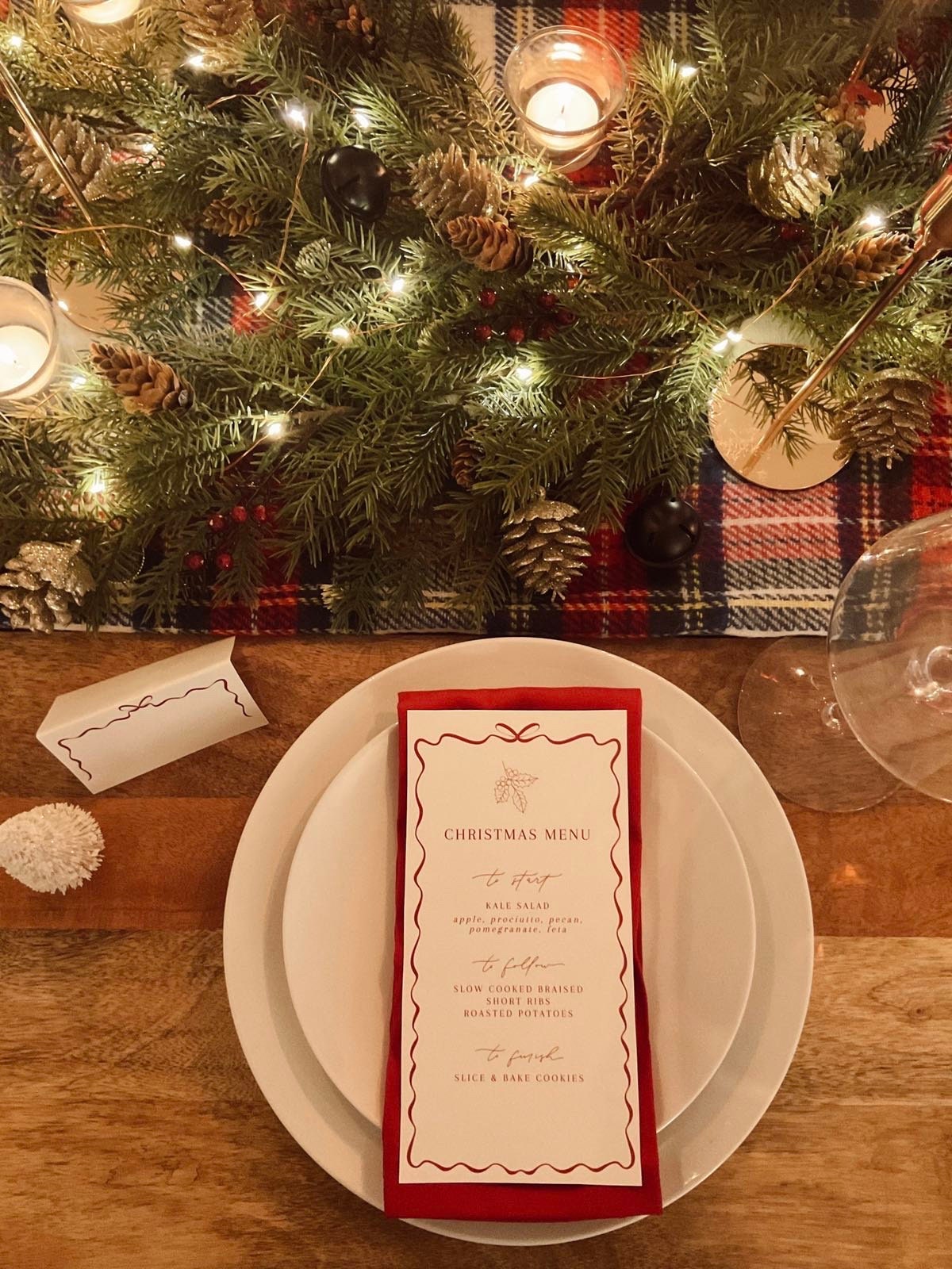 Christmas Dinner Menu Place Card Template Xmas Dinner Party Holiday ...