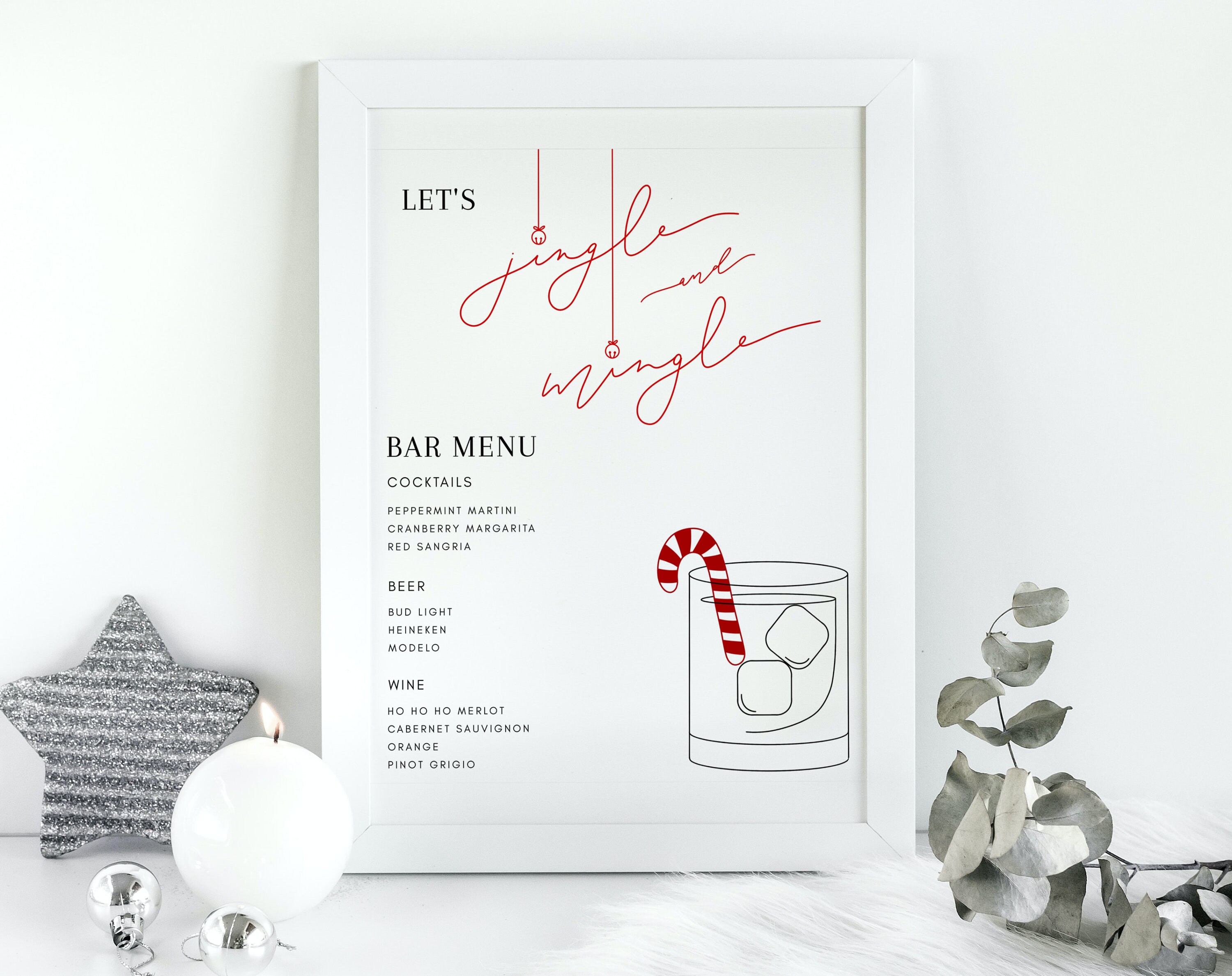 Holiday Party Bar Menu Template Christmas Cocktail Party Holiday Bar ...