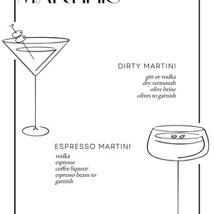 Martini Cocktail Sign | Cocktail Menu | Signature Drink Signs ...
