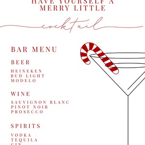 Holiday Party Bar Menu Template Christmas Cocktail Party Holiday Bar ...