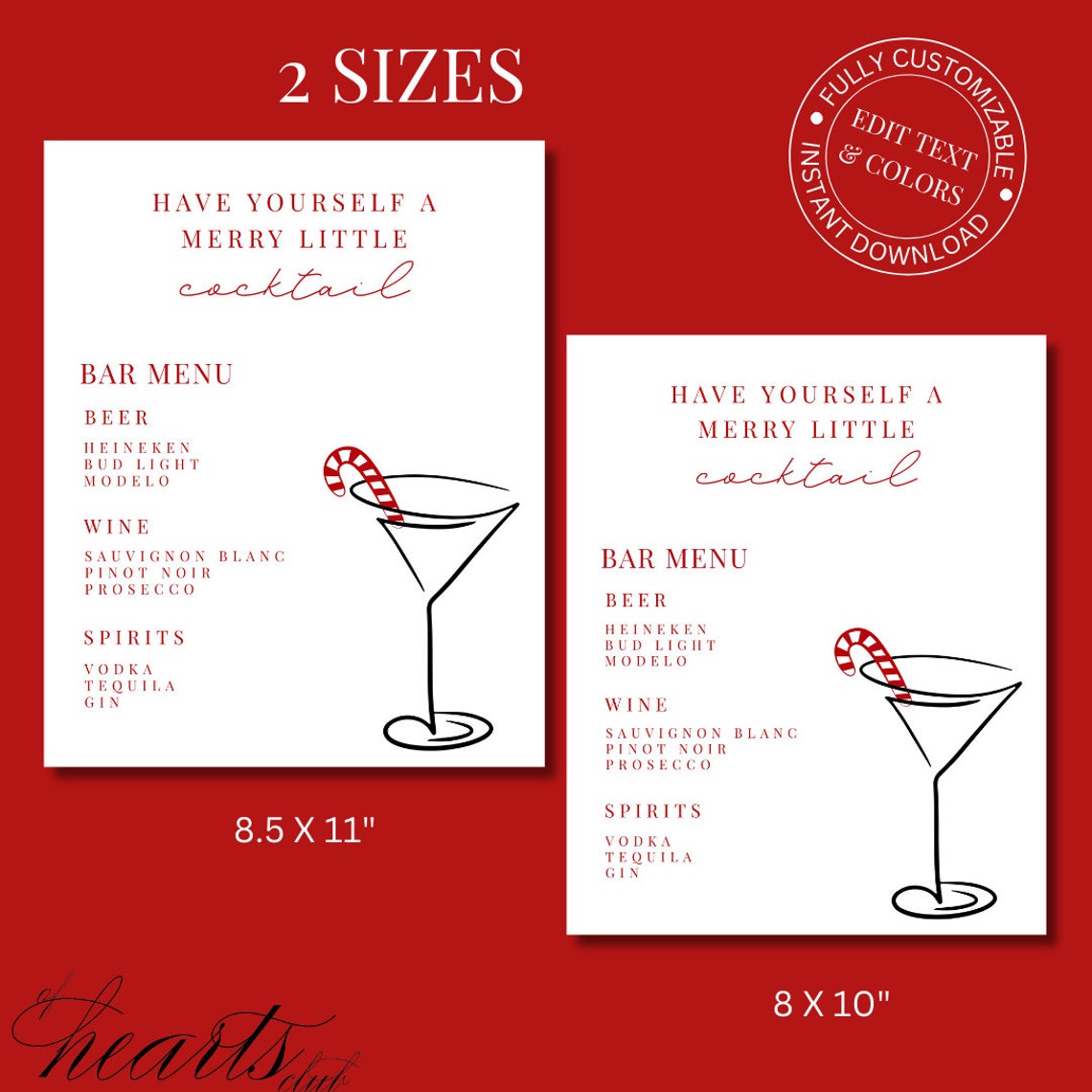 Holiday Party Bar Menu Template Christmas Cocktail Party Holiday Dinner ...
