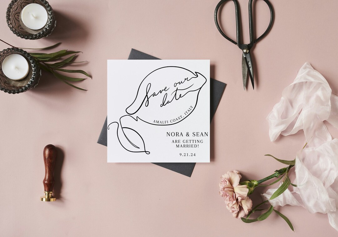 Lemon Save the Date | Invitation Template | Wedding Invite | Hand Drawn ...