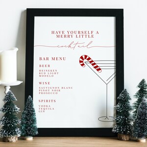 Holiday Party Bar Menu Template | Christmas Cocktail Party | Holiday ...