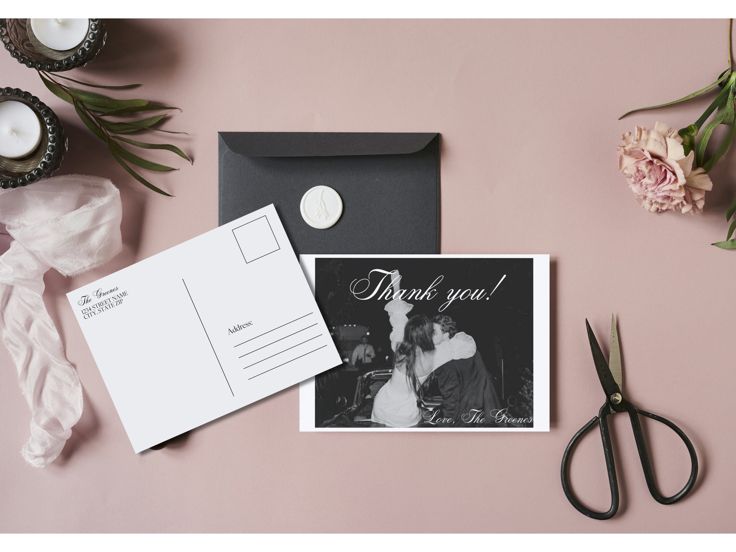 Thank You Note Postcard With Photo | Thank You Template | Wedding ...