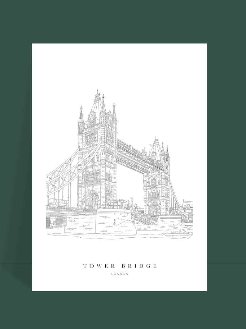 Tower Bridge Sketch | London Print | Gallery Wall Art | City Drawing ...