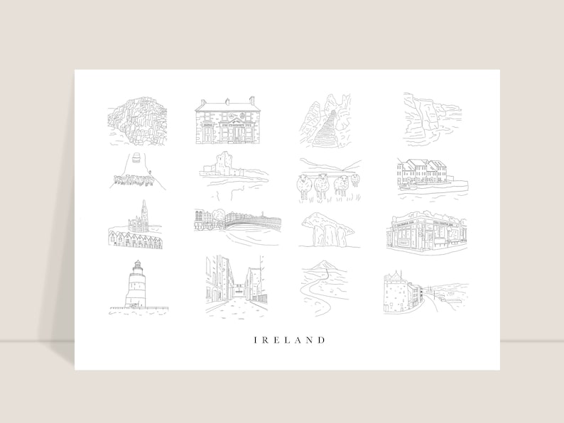 Ireland Sketch | Ireland Digital Art | Gallery Wall Art | City Sketch ...