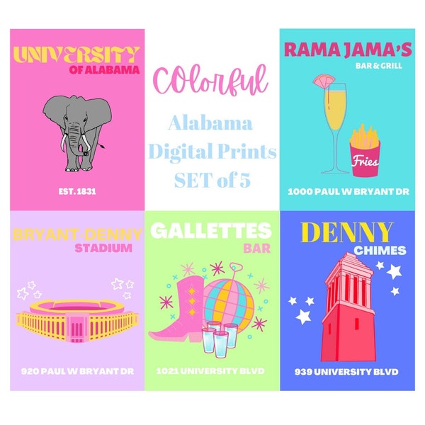 Preppy Wall Prints Alabama - Etsy