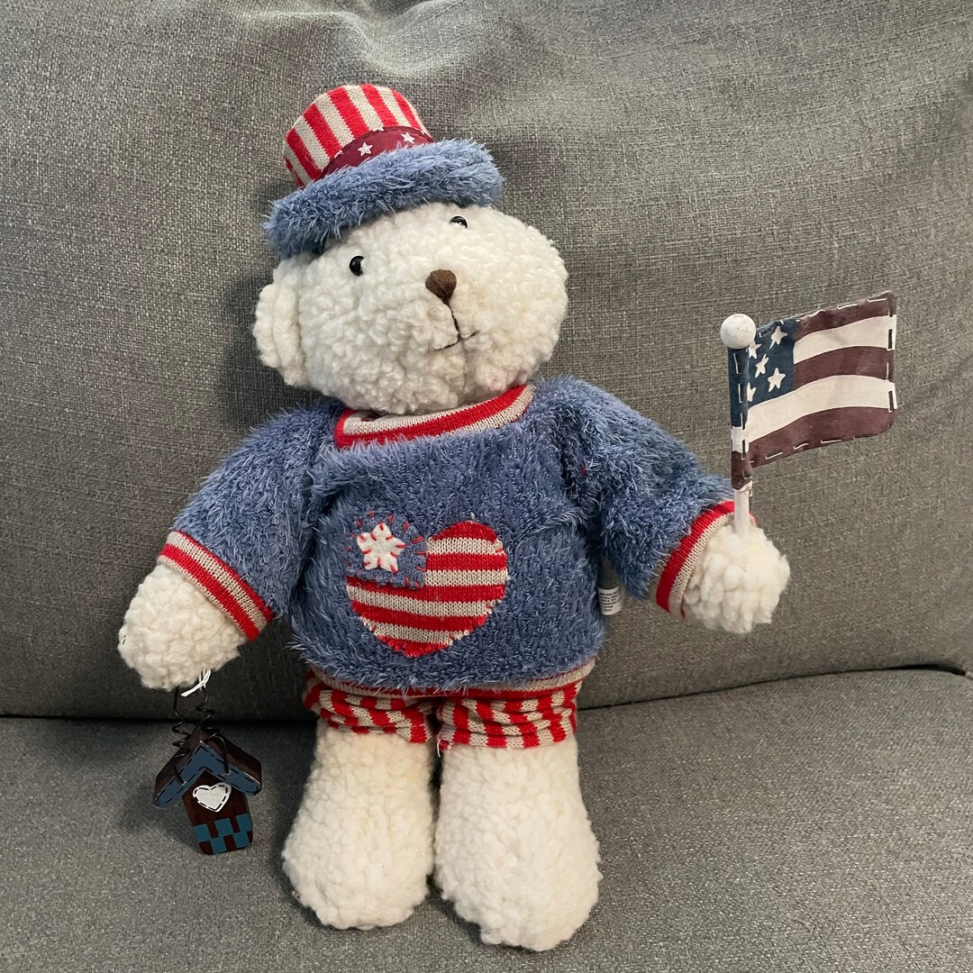 Patriotic Teddy Bear 14" Stuffed Plush 4th of July Independence Day ...