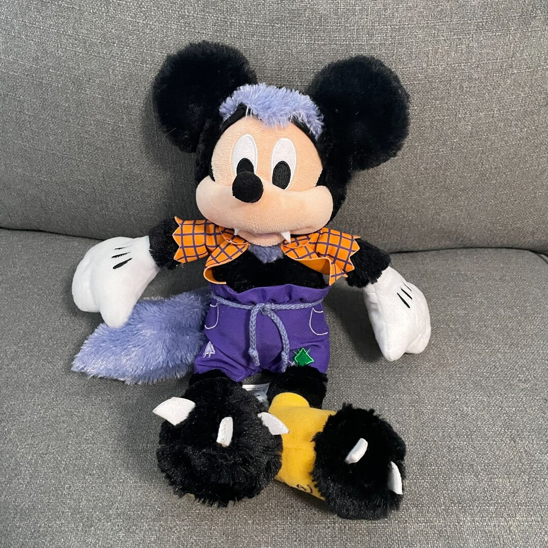 Disney Store Mickey Mouse Werewolf 15 Halloween Stuffed Plush Fangs ...