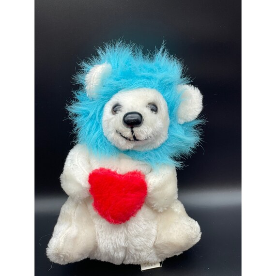 Vintage Lion 9 White Stuffed Plush Blue Mane Holding - Etsy