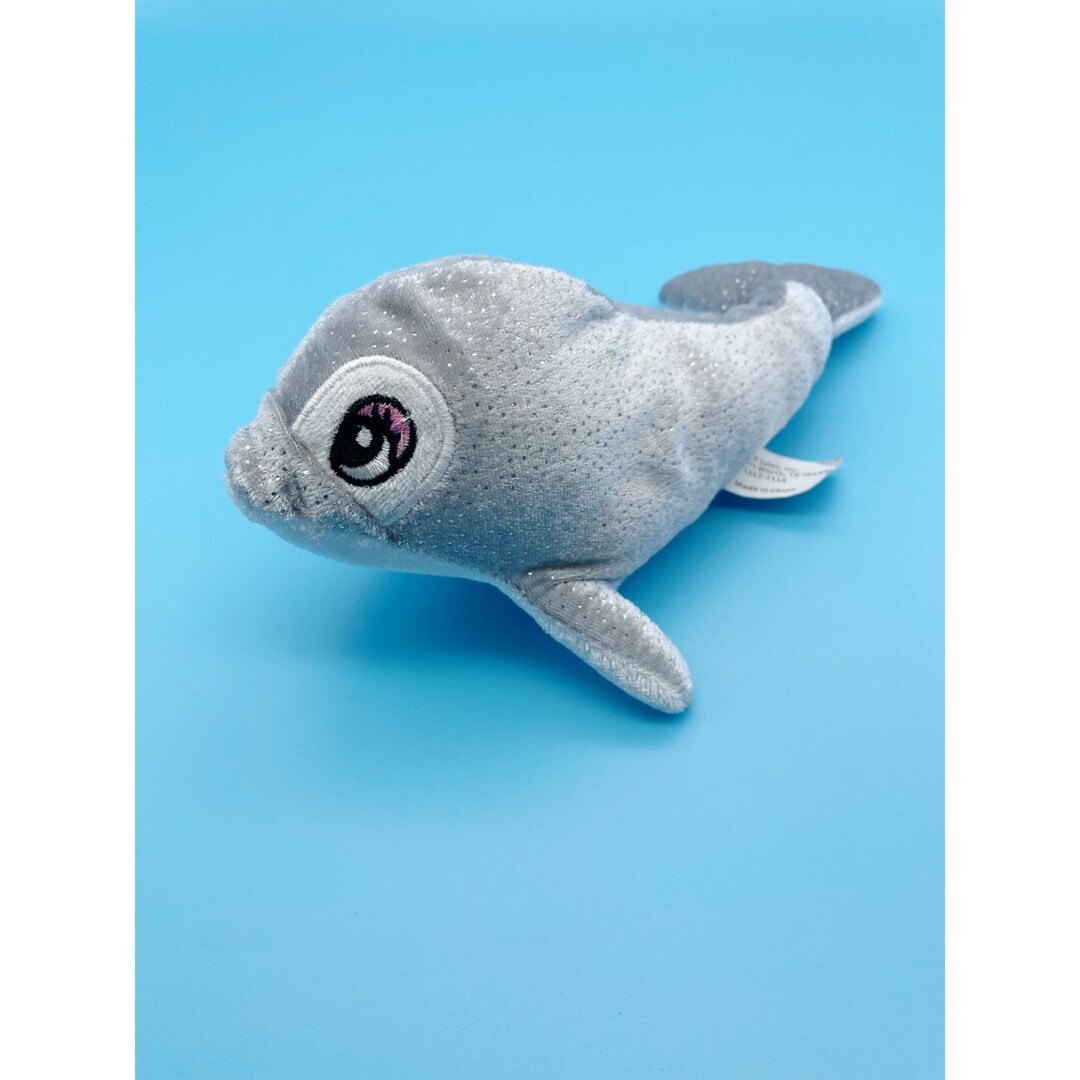 R & K Sales Dolphin 8" Gray Stuffed Plush Small Silver Sparkles Glitter ...