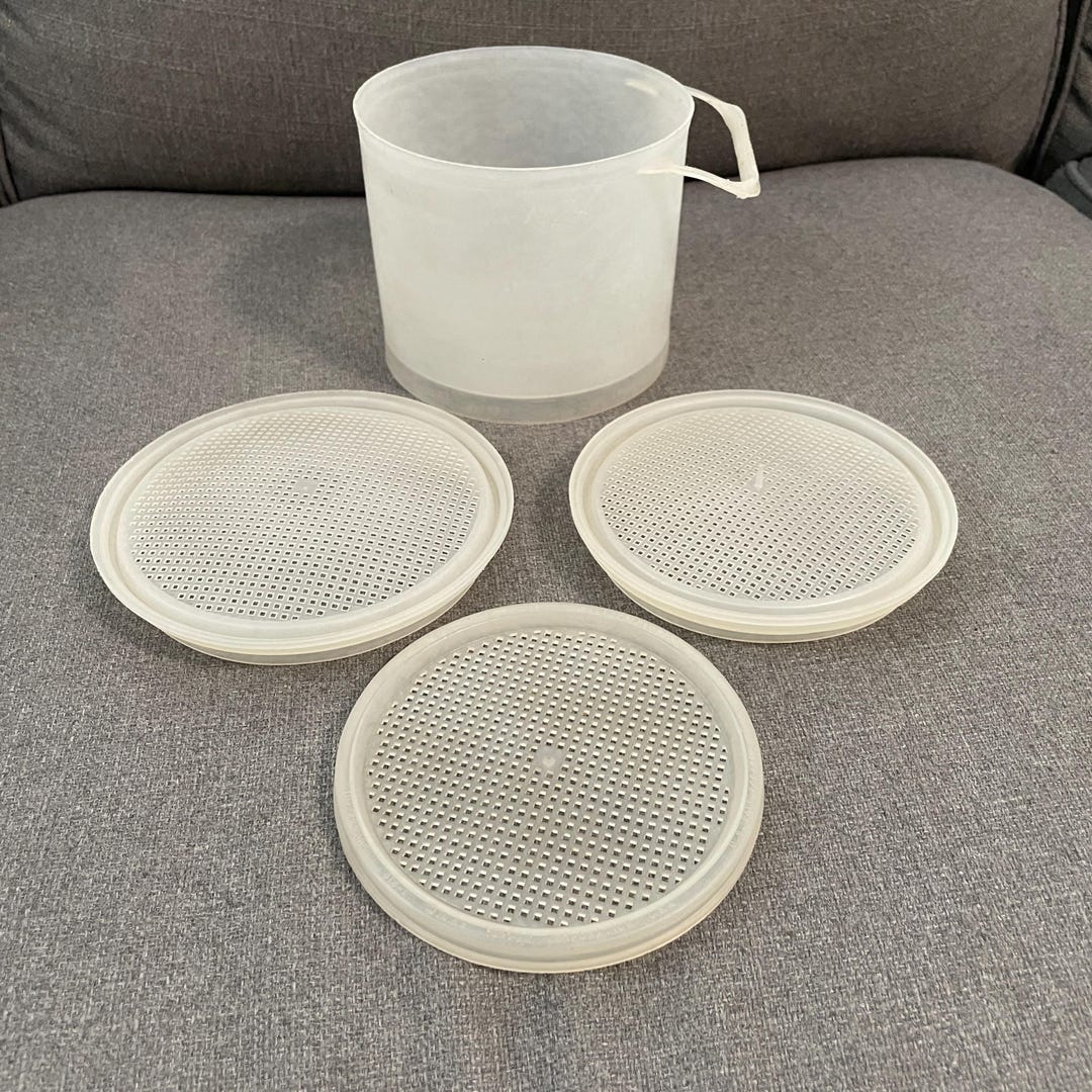 Vintage Tupperware Triple Sifter 354 Frosted White 4 Pieces Complete ...