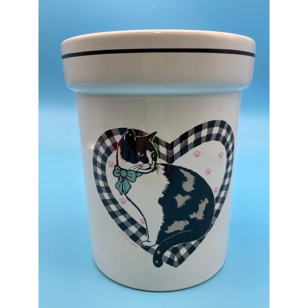 Vintage Treasure Craft Cat Canister Cookie Jar Storage Black White ...