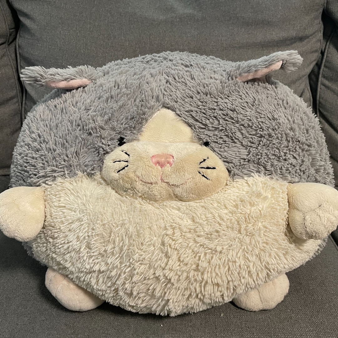 Squishable Cat 18" X 13" Jumbo Extra Large Gray Stuffed Plush Pillow Round Jm - Etsy