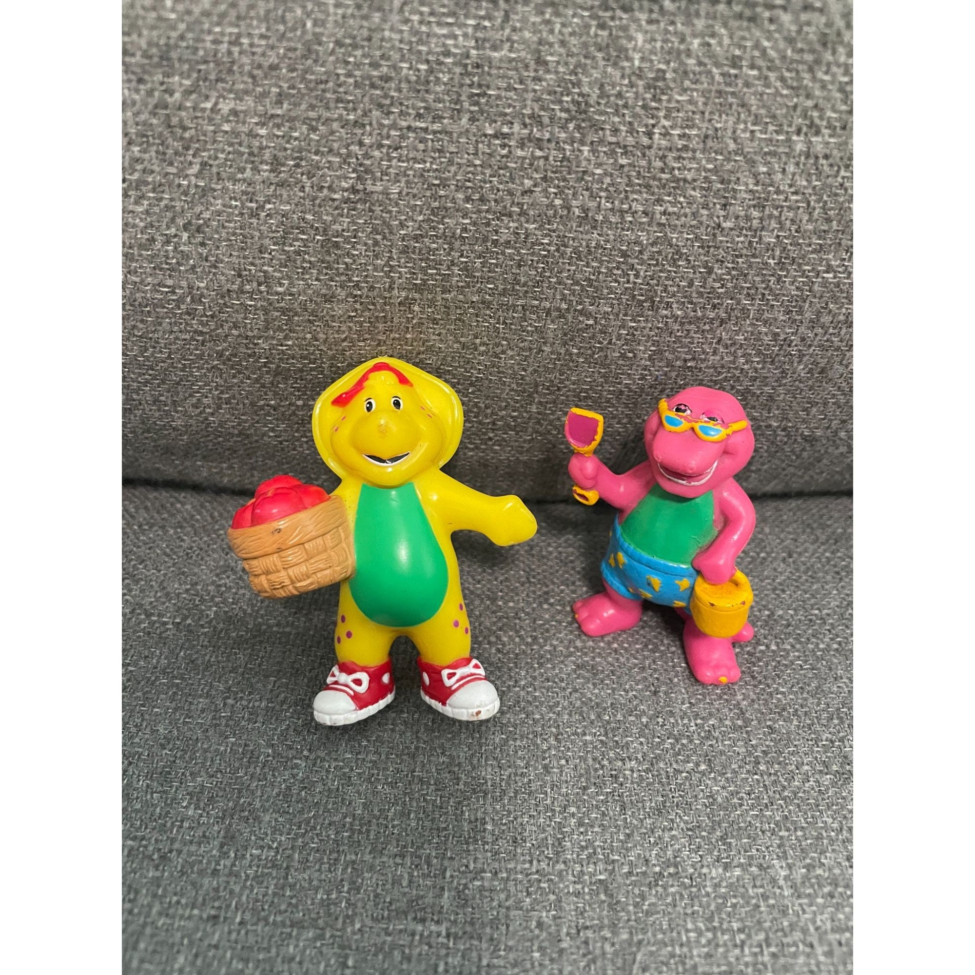 Vintage Beach Barney the Purple Dinosaur & BJ Apple Basket Figures 1998 ...