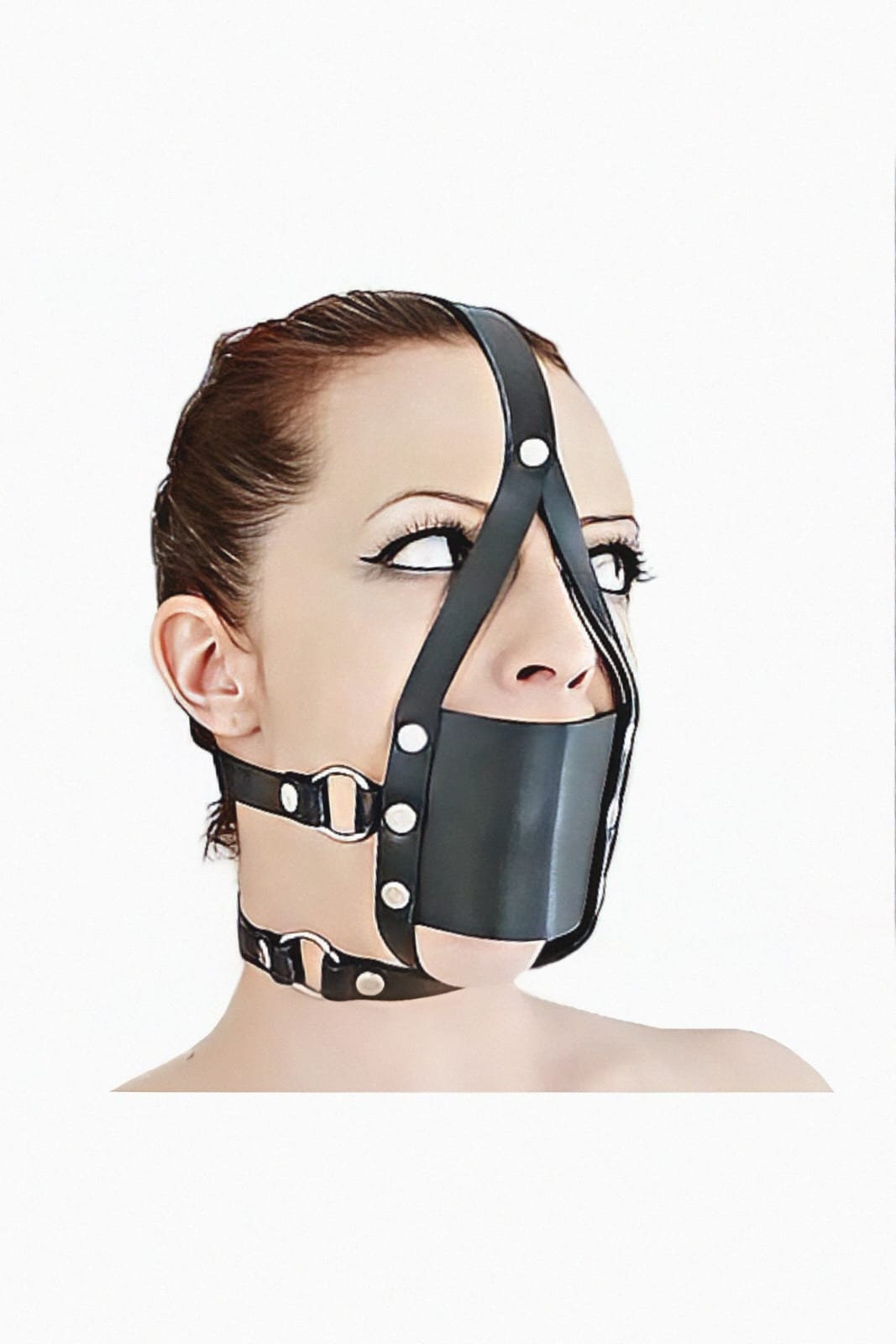 Leather Bondage BDSM Ball Gag Mask,black Leather BDSM Ball Gag,bondage ...