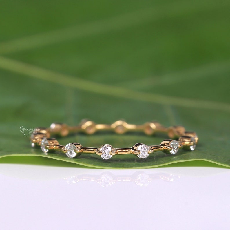 Floating Bubble Diamond Wedding Band, 1.60MM Round Natural Diamond Band, Full Eternity Band ...