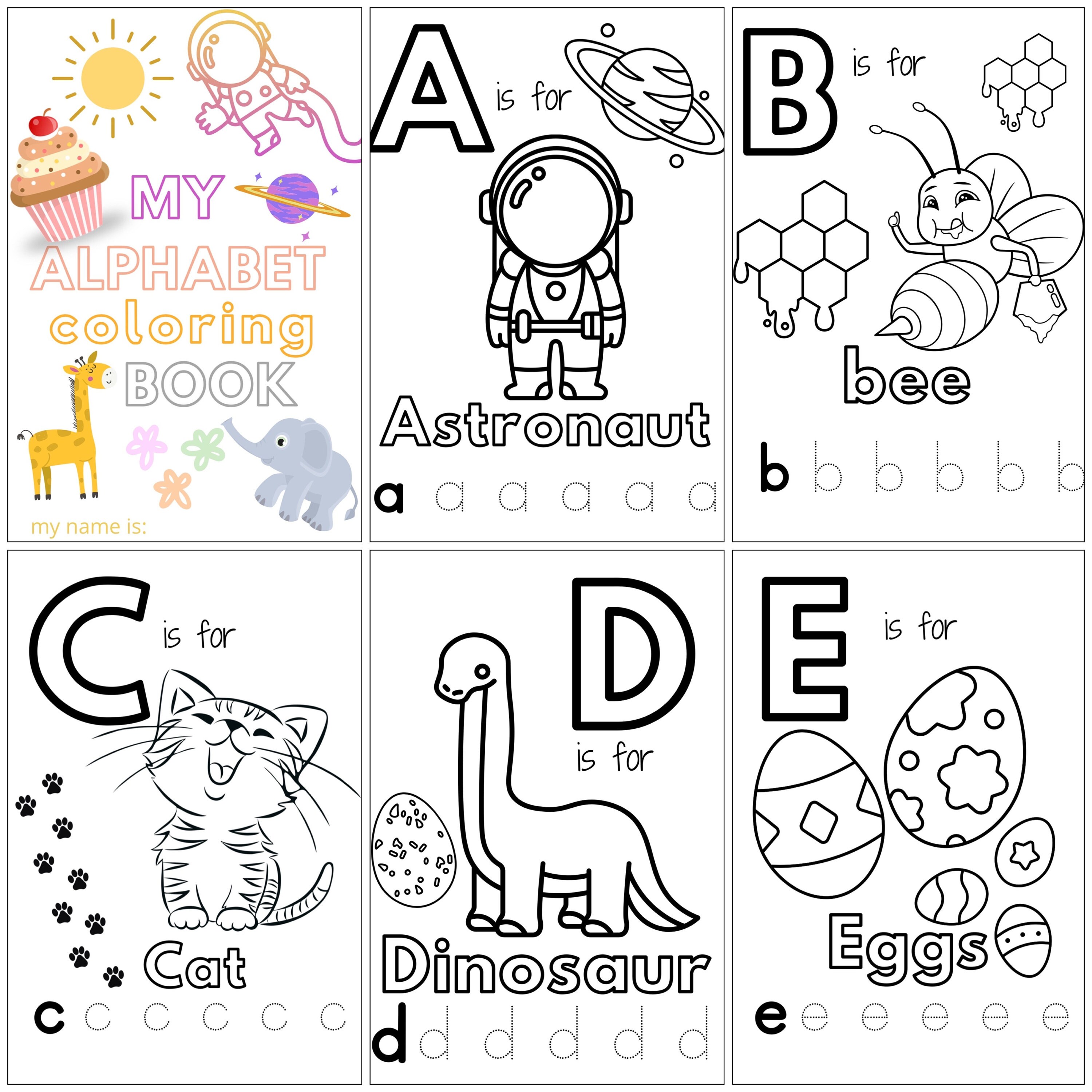 Printable Alphabet Coloring Pages, From A to Z, 26 Pages - Instant ...