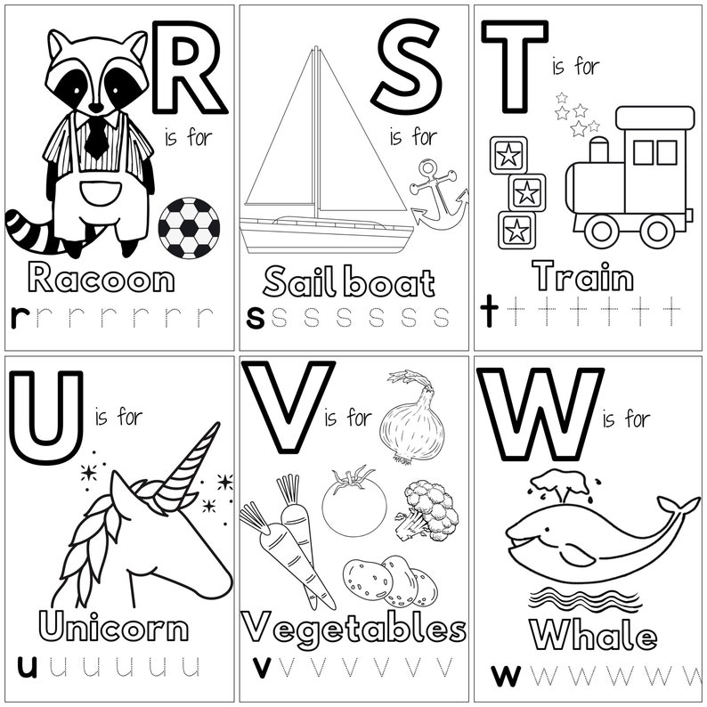 Printable Alphabet Coloring Pages, From A to Z, 26 Pages - Instant ...