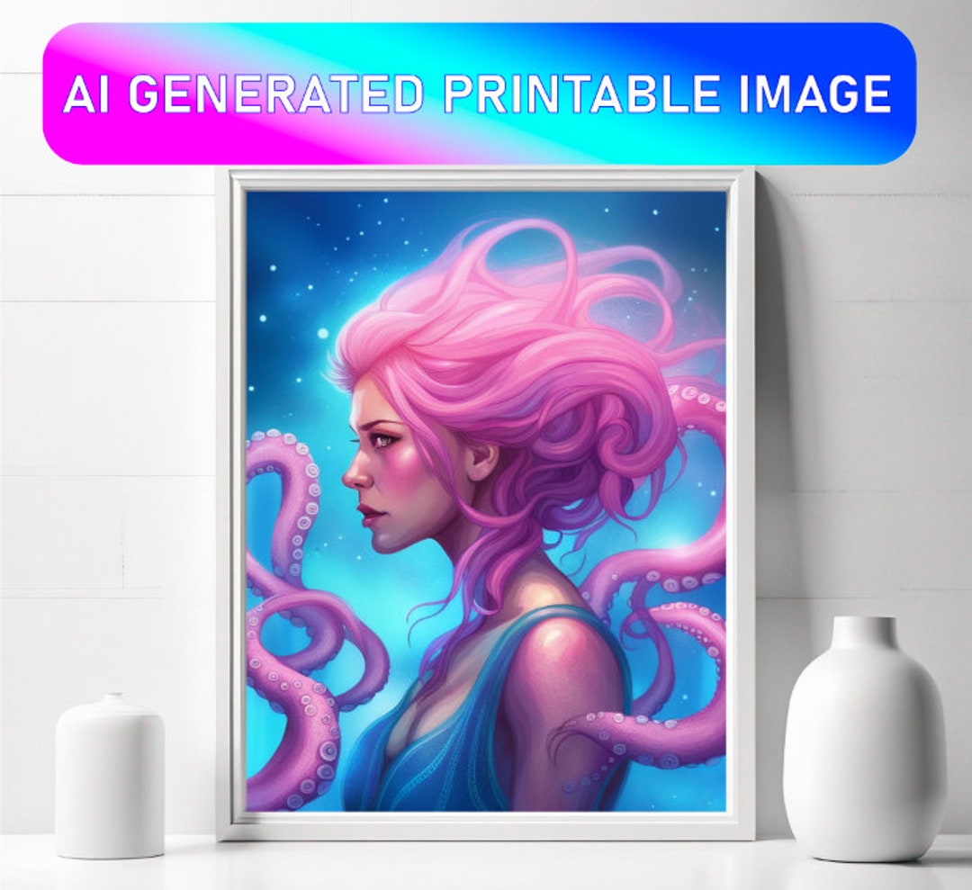 Mystical Octopus Hair - Fantasy Art Print | Peaceful and Mesmerizing ...