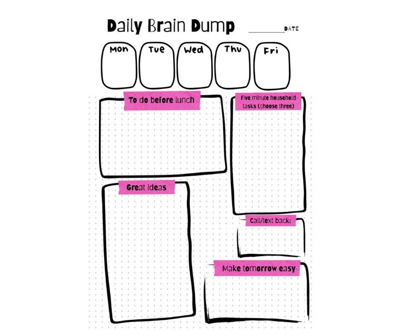 ADHD Planner - Daily Brain Dump Journal Pink - iPhone Size - Etsy