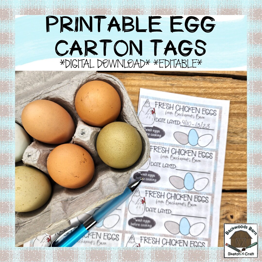 Egg Carton Labels Printable Tags Farm Fresh Eggs Chicken Duck - Etsy ...