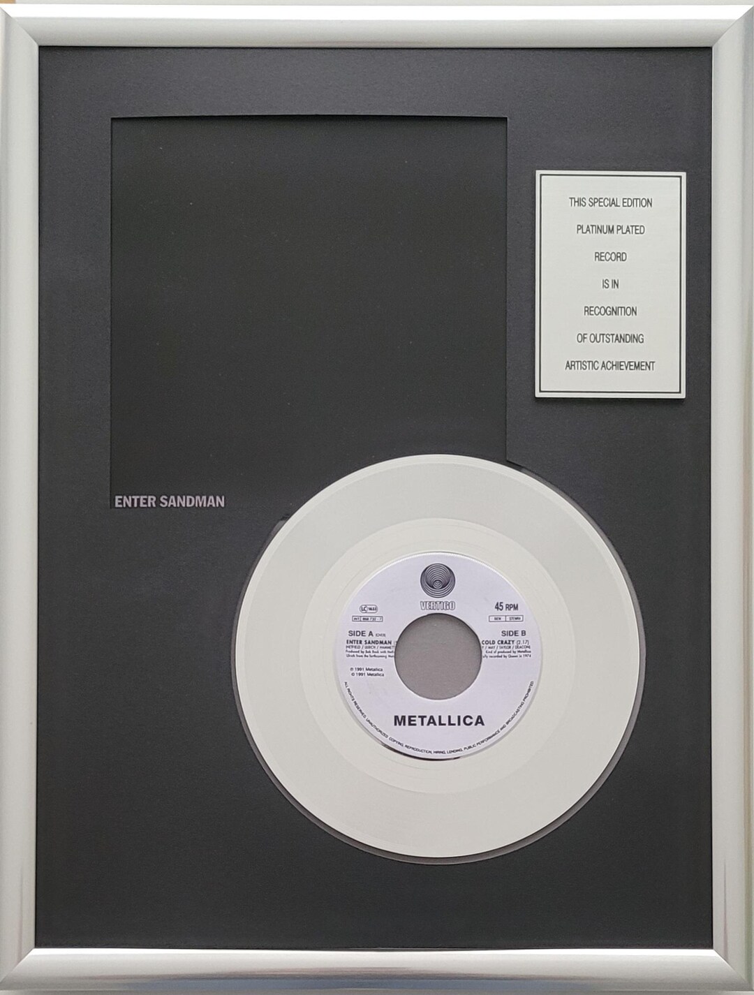 Metallica - Enter Sandman Single Collage With Silver / Gold Record ...