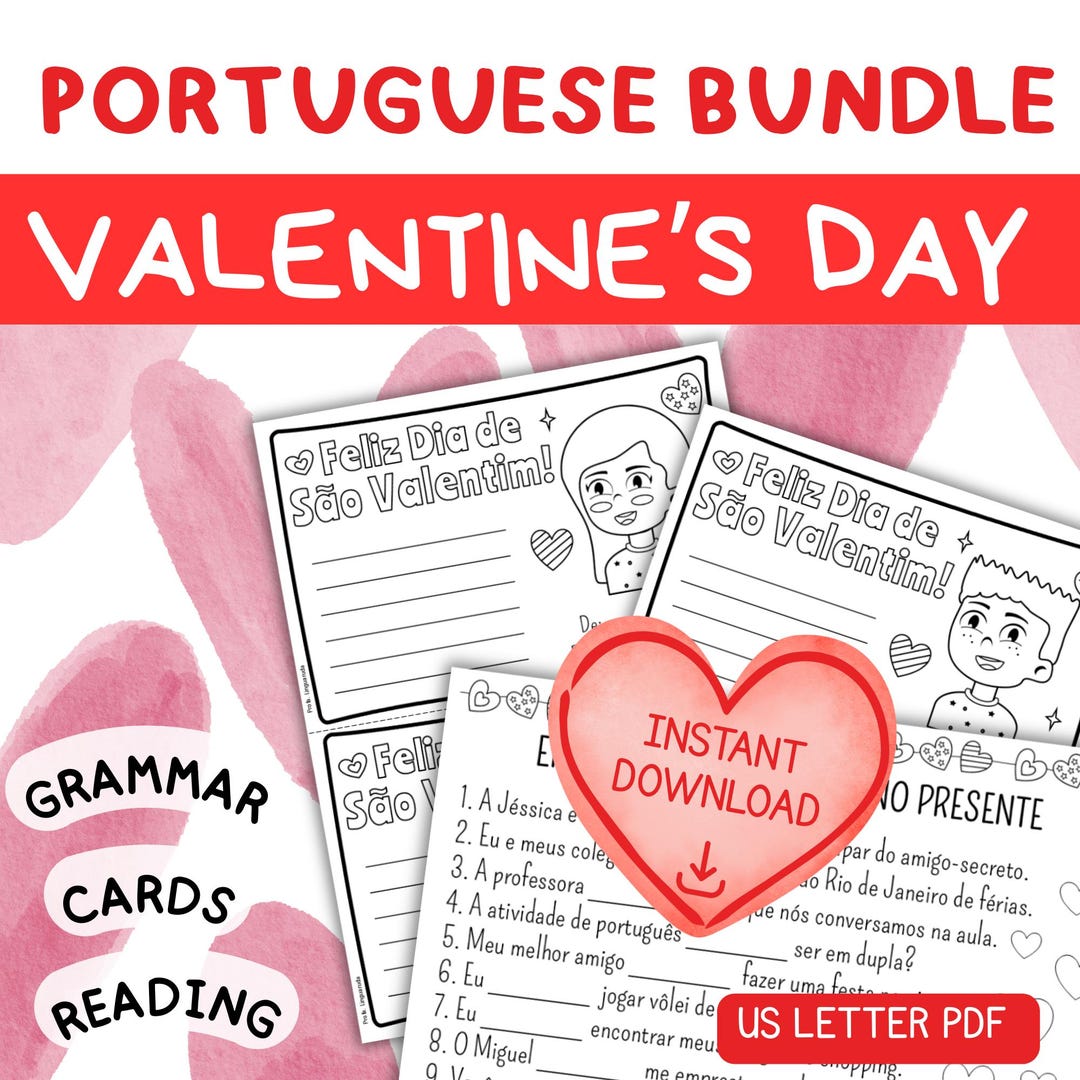 Brazilian Portuguese Valentine’s Day Worksheets for Kids and Teens ...