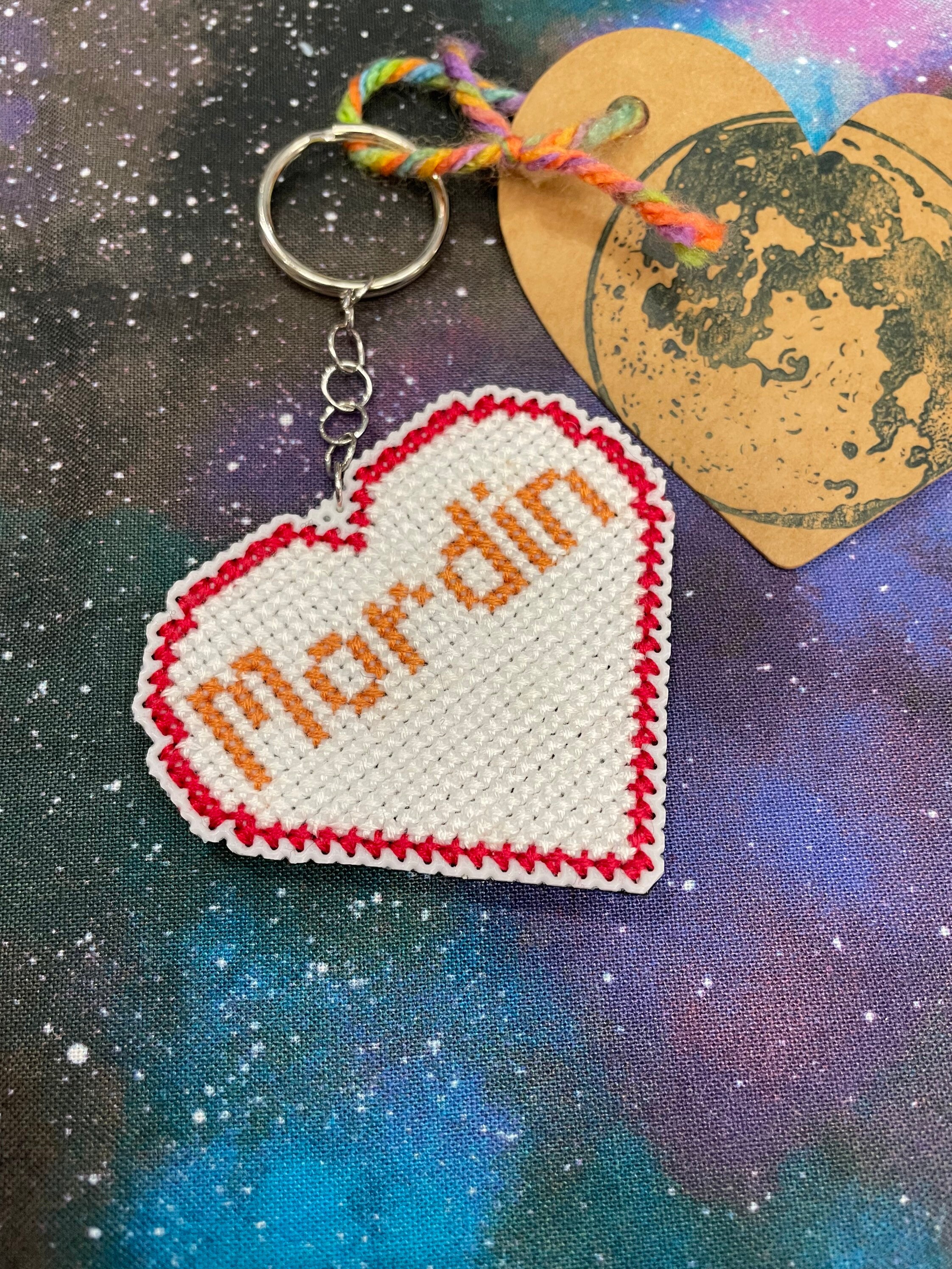 Mass Effect Heart Cross Stitch Keychains - Etsy