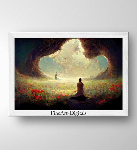 Meditation Oil Painting. Relaxing Art. Digital Art in Stunning - Etsy