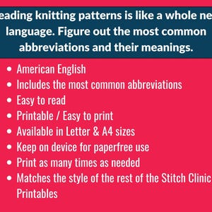 Knitting Terms & Abbreviations Guide (printable PDF) - Etsy