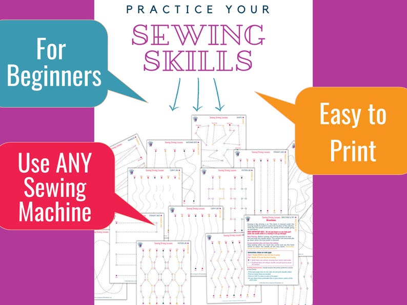 Sewing Machine Practice Sheets | Beginner Sewist / Sewer | Teach Kids ...