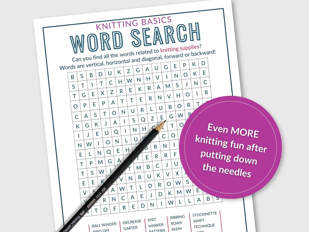 Knitting Word Search Puzzle: Fun Craft Activity (digital Download) - Etsy