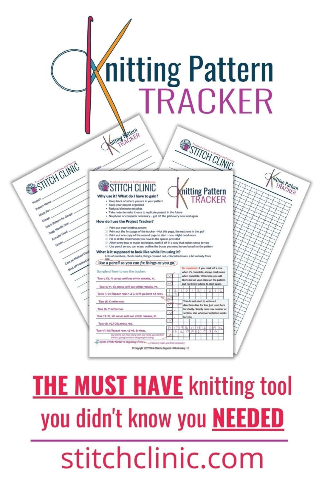 Knitting Pattern Tracker: Project Planner (PDF Pattern) - Etsy