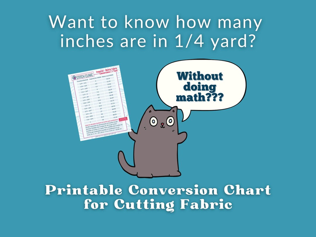 Fabric Cutting Conversion Chart: Metric to Imperial (digital Download ...
