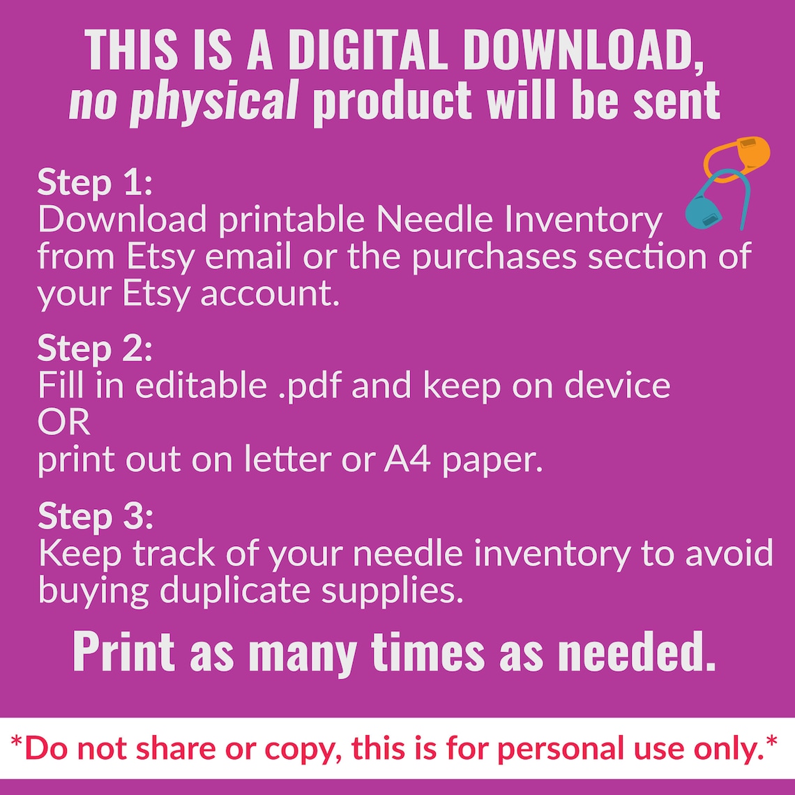 Knitting Needle Inventory Chart: Sizes & Types (digital Download) - Etsy