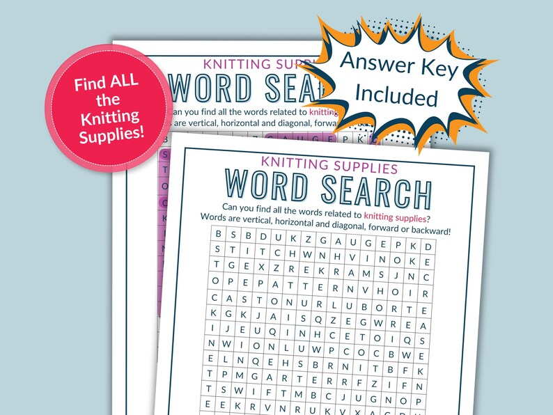 Knitting Word Search Puzzle: Fun Craft Activity (digital Download) - Etsy