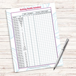 Knitting Needle Inventory Chart: Sizes & Types (digital Download) - Etsy
