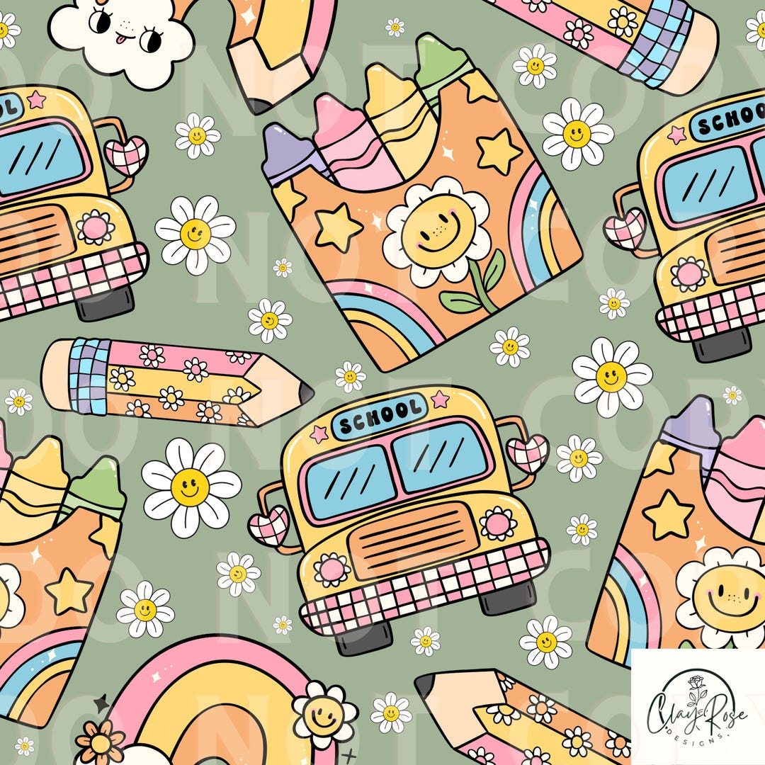 Groovy School Seamless File - Etsy