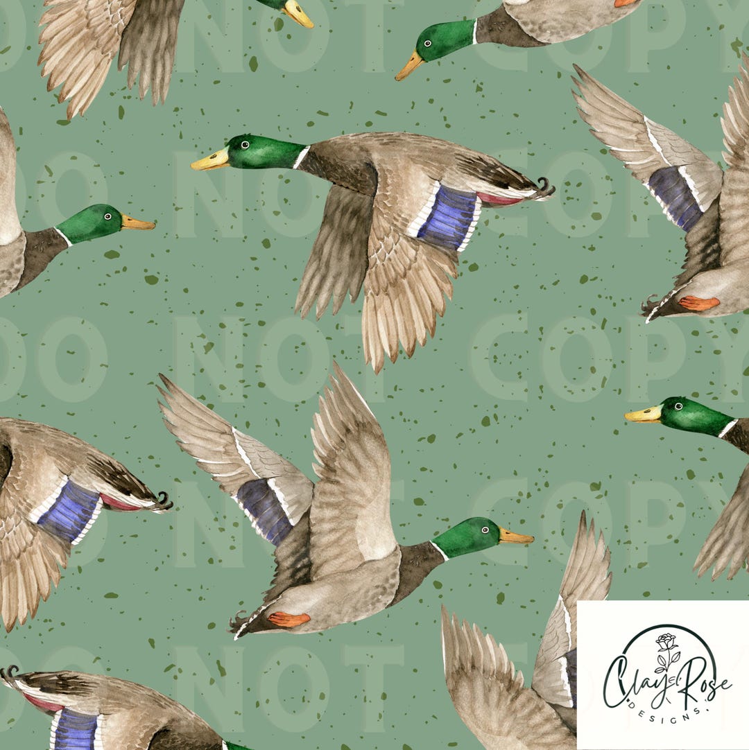 Mallard Ducks Army Green Seamless - Etsy