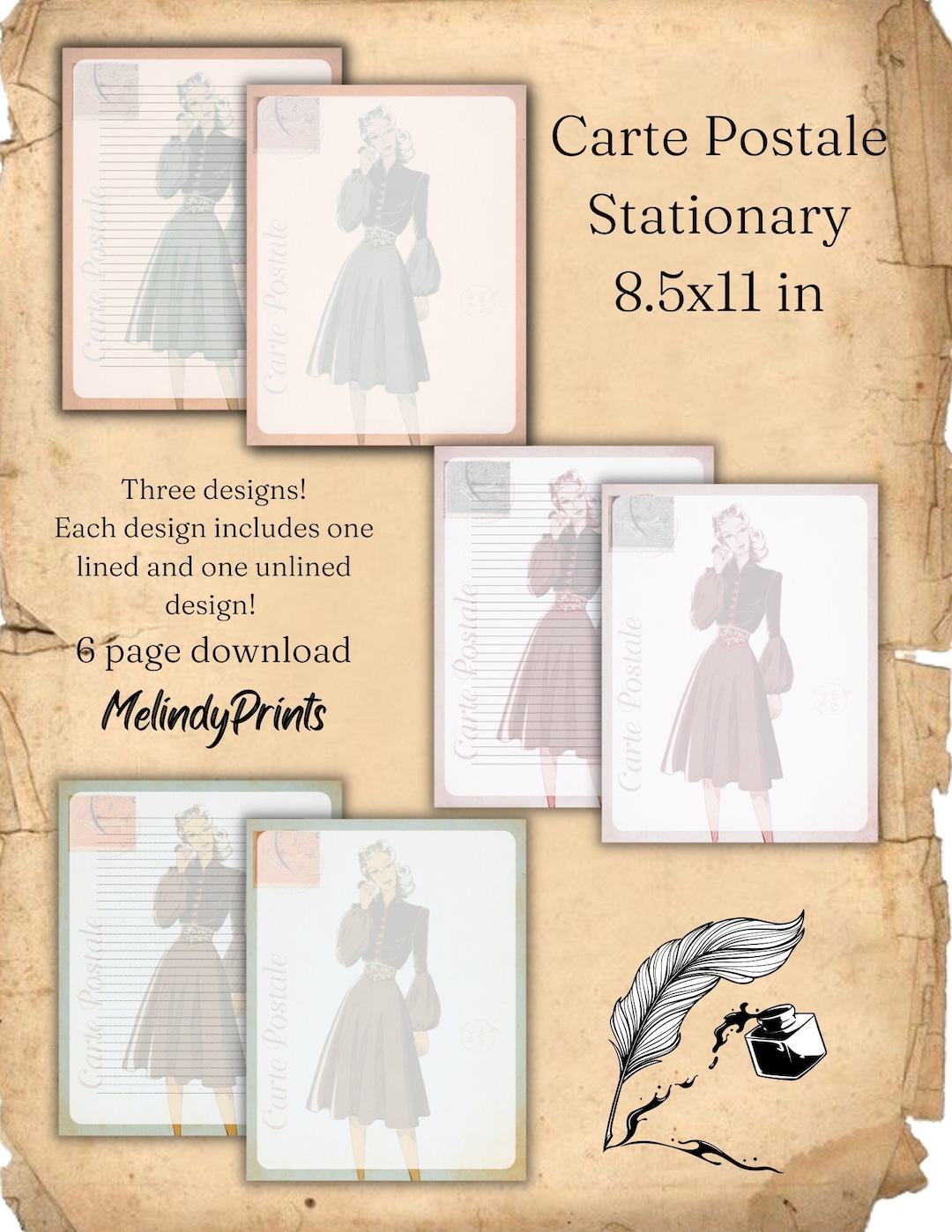 Carte Postale Stationary! Printable Download - Etsy