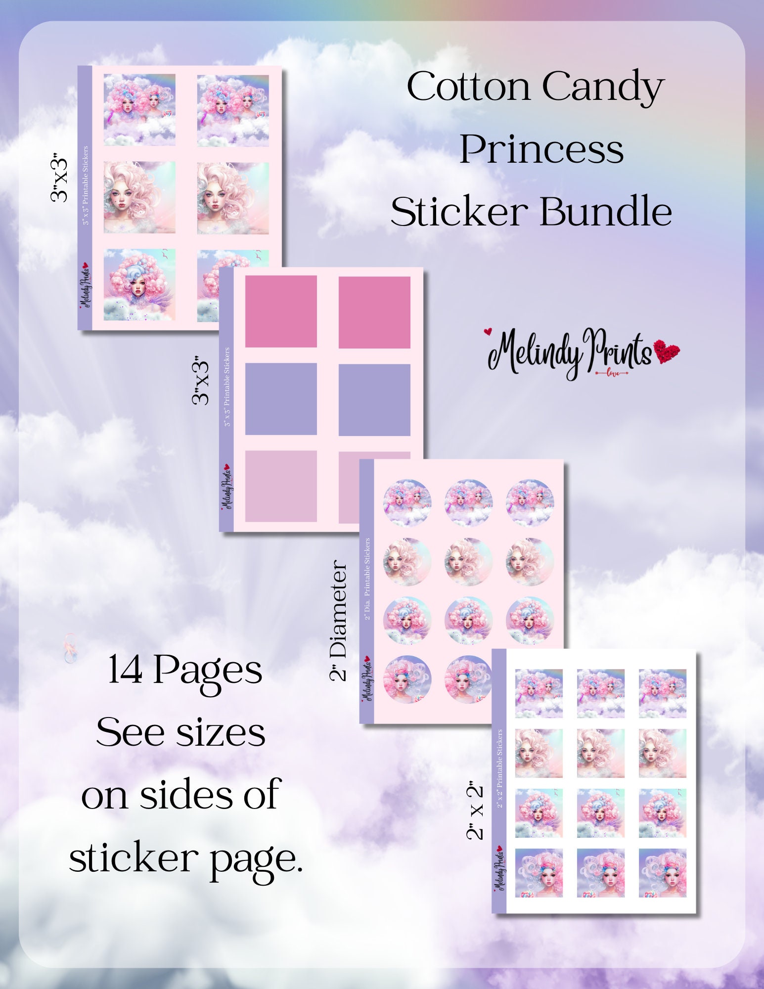Cotton Candy Princess Sticker Bundle! - Etsy