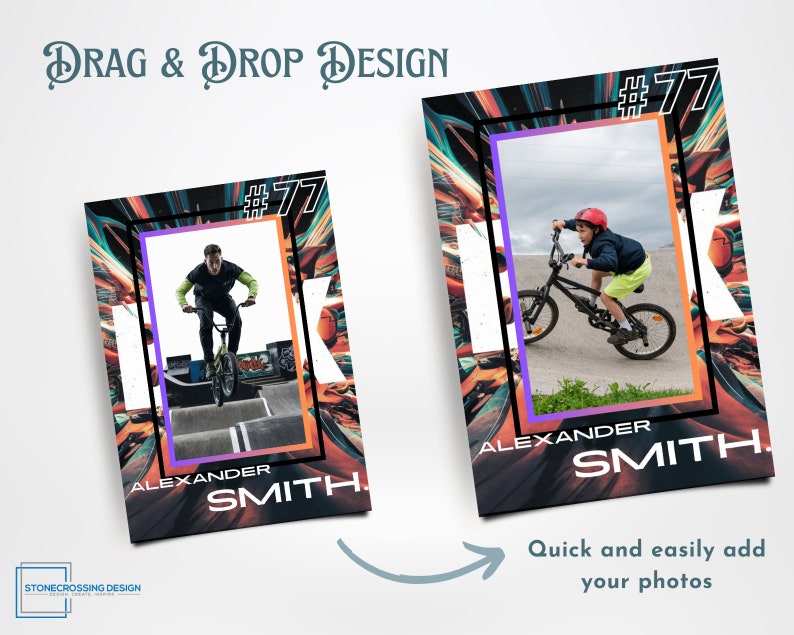 Boys BMX Trading Card Template | Trading Card Template | Canva Template ...