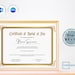 Editable Certificate of Burial Template. Award Template. Printable ...
